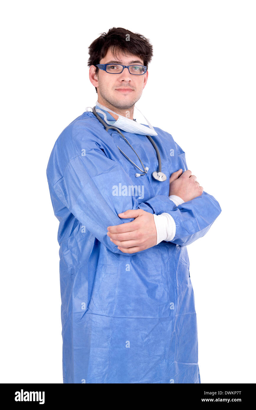 Doctor isolated against a white background Stock Photo - Alamy