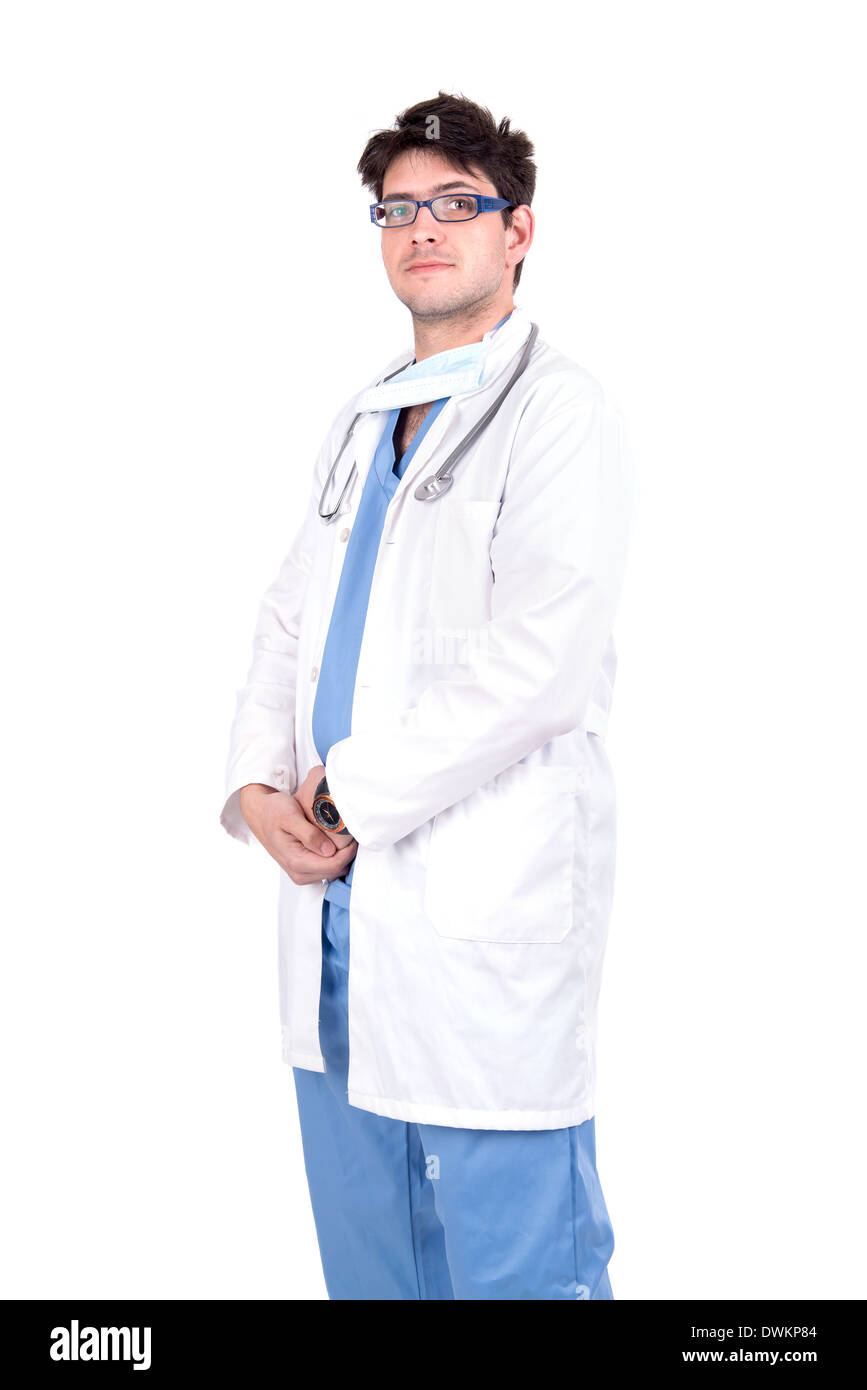 Doctor isolated against a white background Stock Photo - Alamy