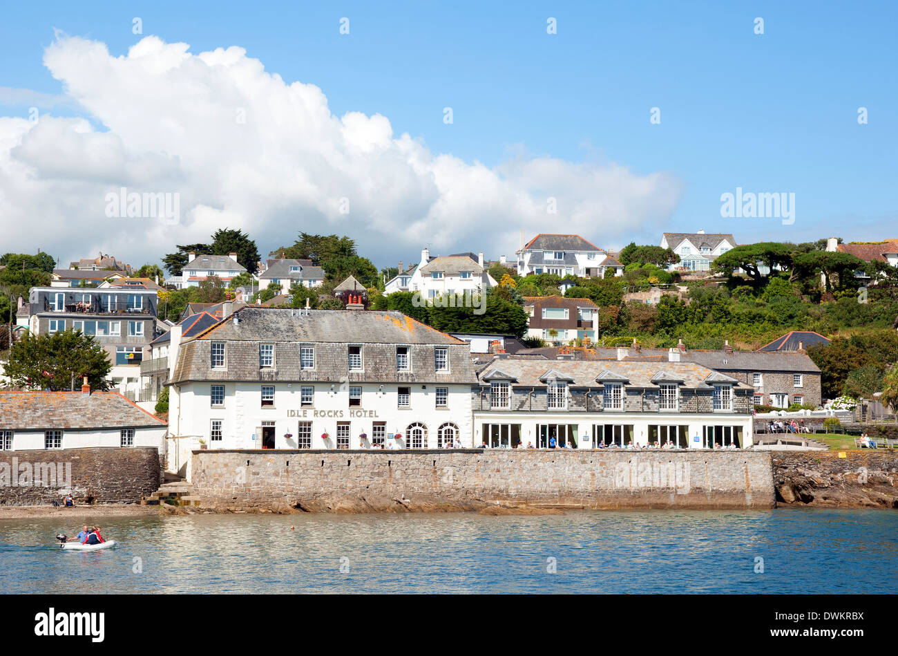 The Idle Rocks hotel overlooking the bay at St.Mawes in Cornwall, UK ...
