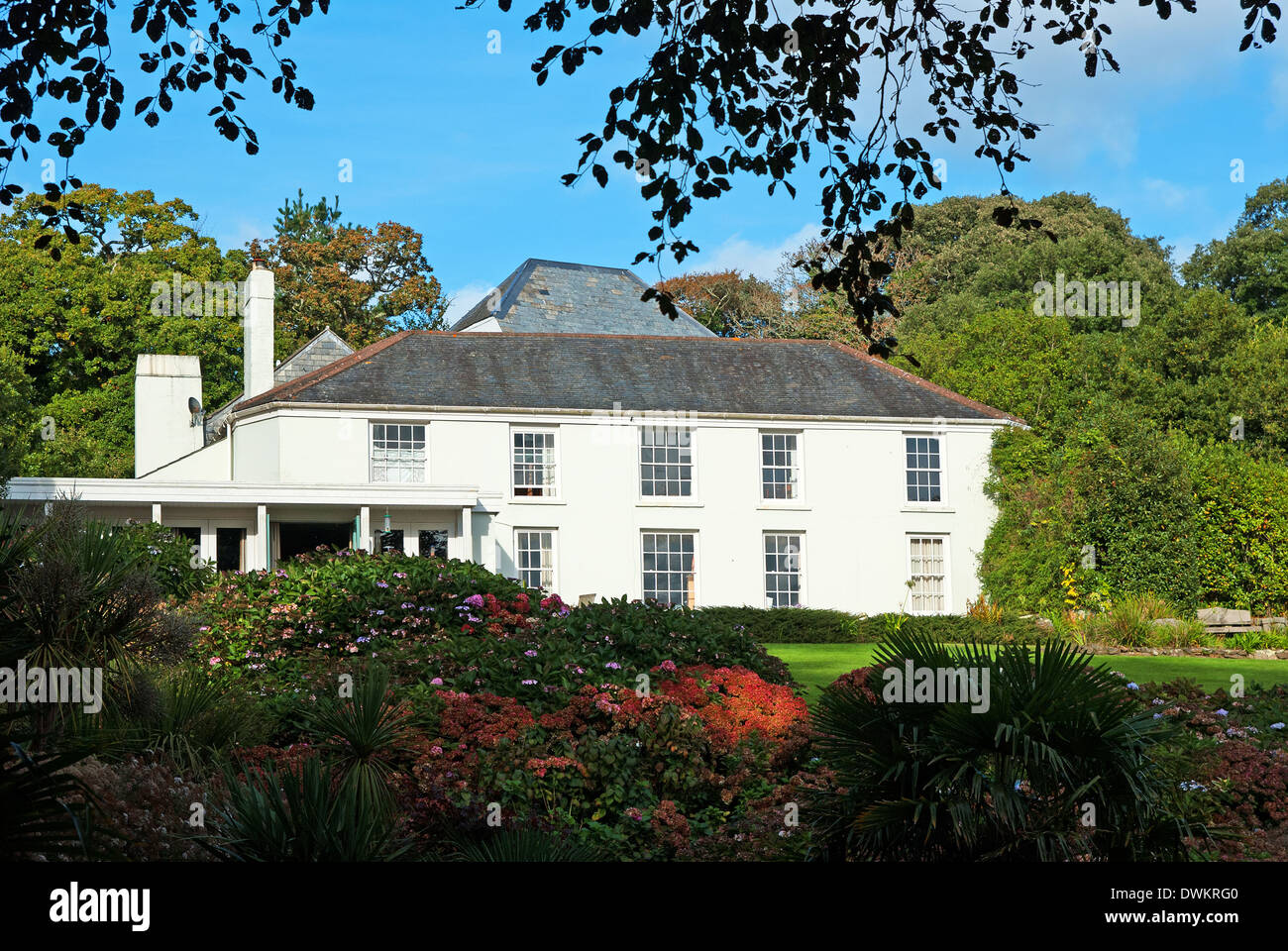 The mansion house at Trebah gardens near mawnan smith in Cornwall, UK ...
