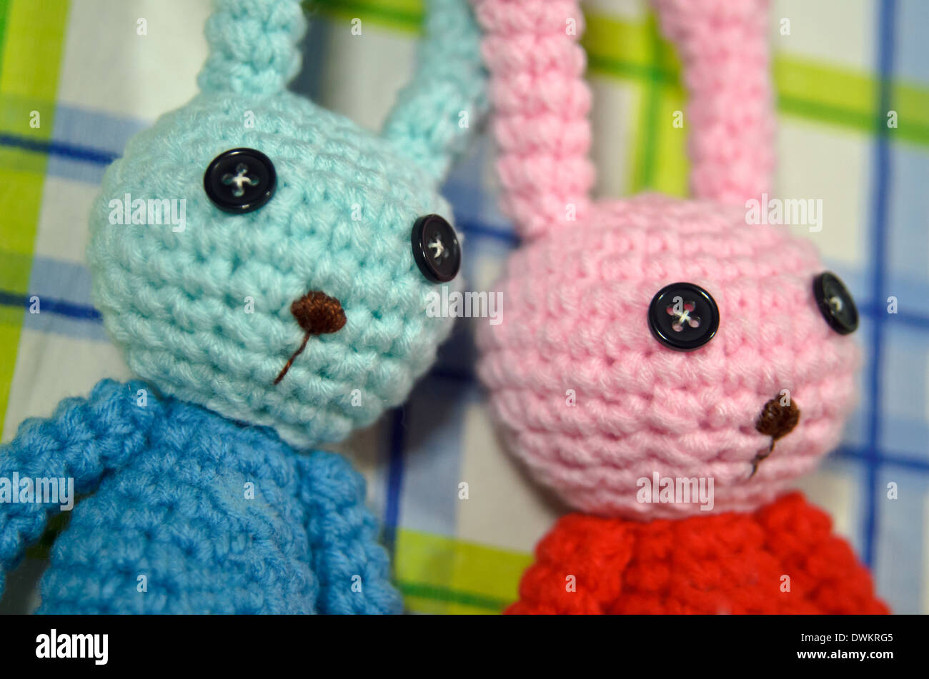 Handmade crochet bunny dolls Stock Photo - Alamy