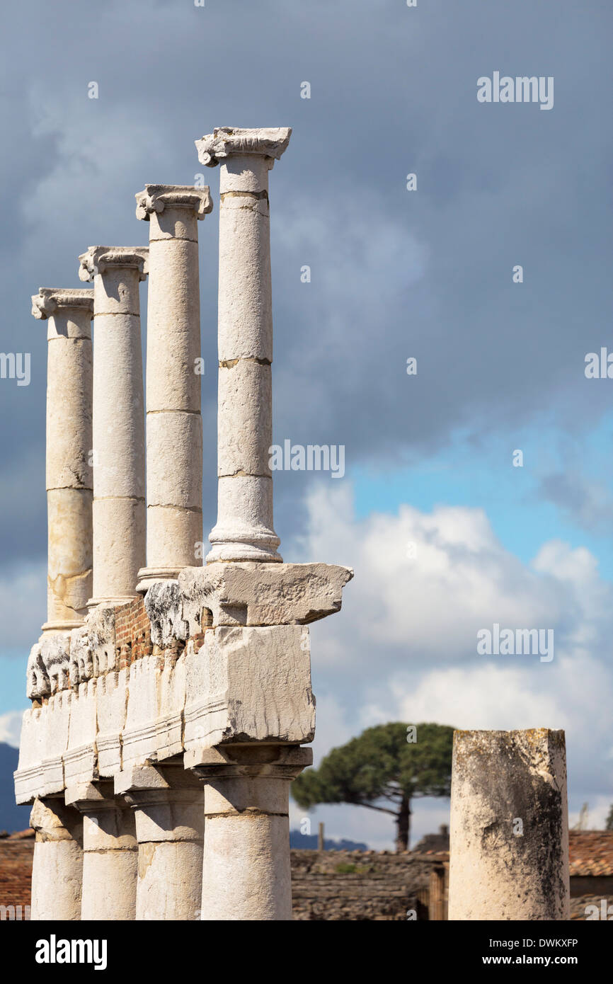 Pillars in ancient Pompeii, UNESCO World Heritage Site, Campania, Italy ...