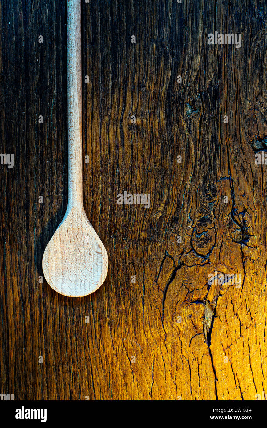 Wood spoon on wood background, wood spoon, old wood background with ...