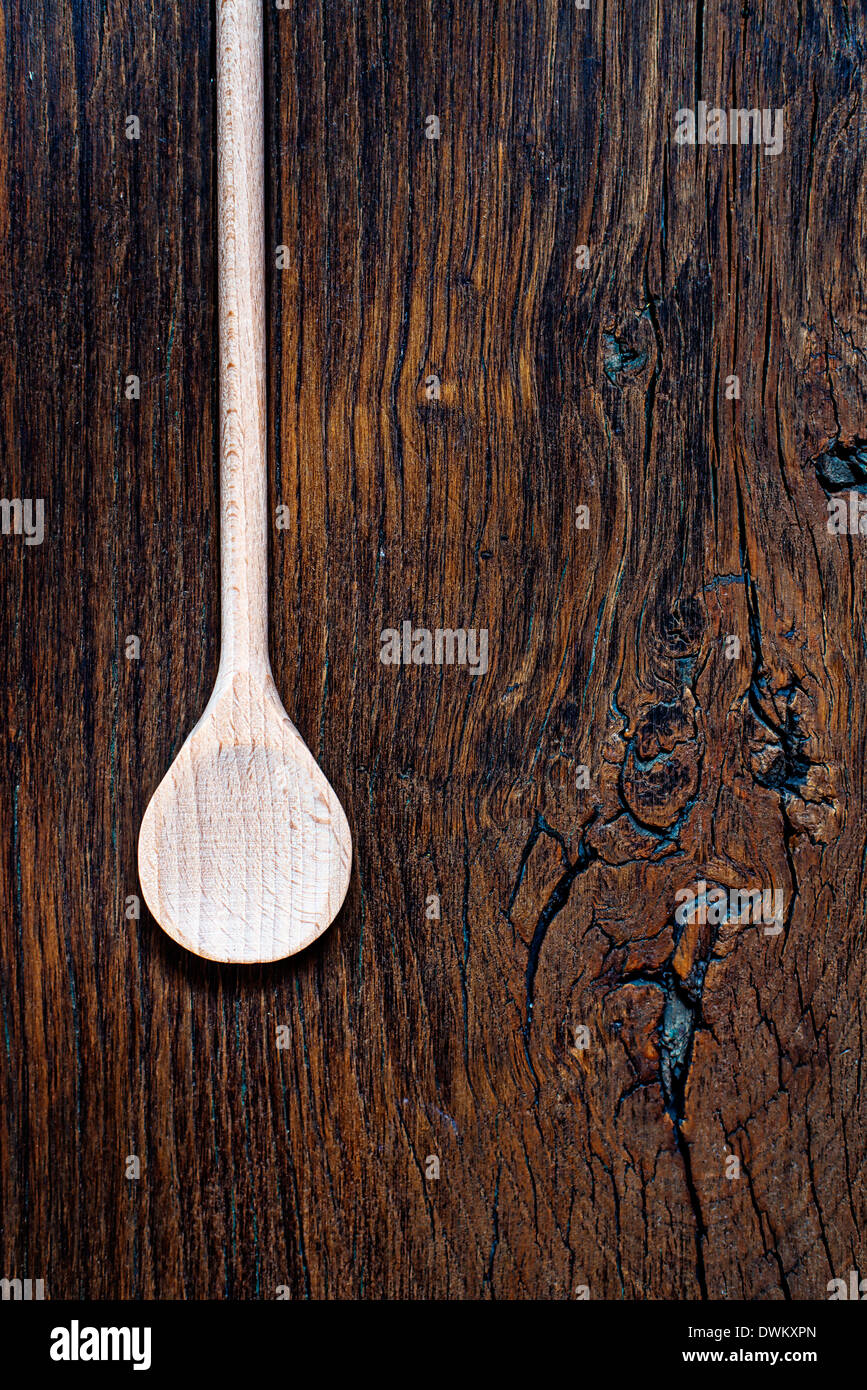 Wood spoon on wood background, wood spoon, old wood background with ...