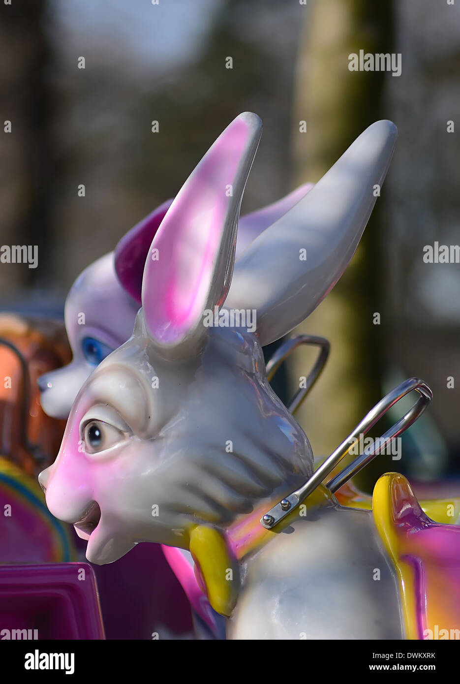 Fairground ride - carousel bunny rabbit Stock Photo - Alamy