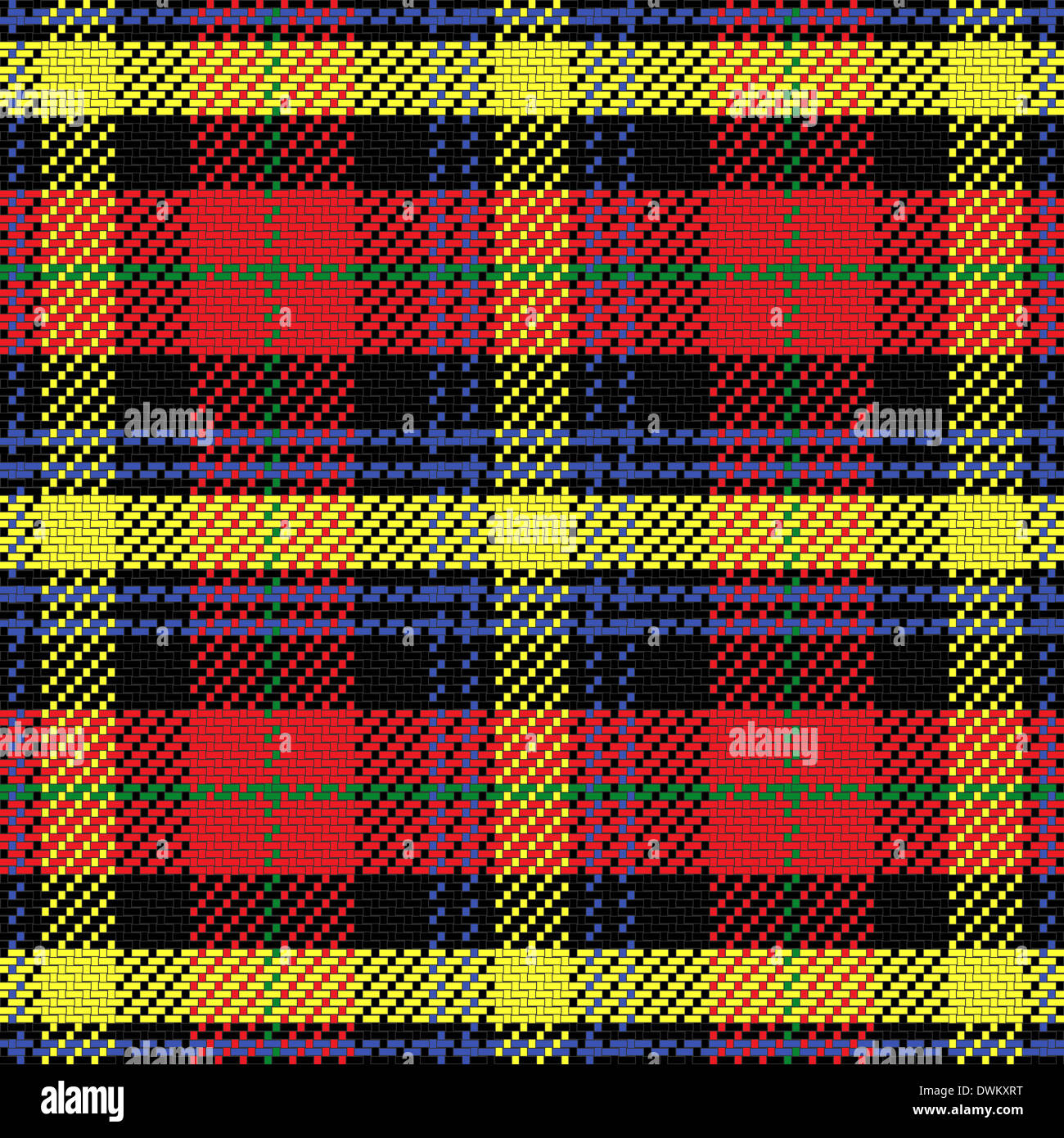 vector seamless pattern Scottish tartan, black, blue, yellow, green ...