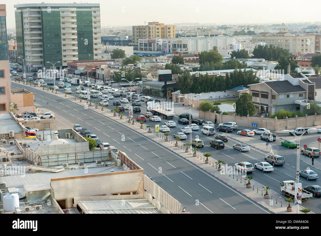 Afternoon commuter traffic on the C Ring Road, Fereej Bin Mahmoud Doha ...