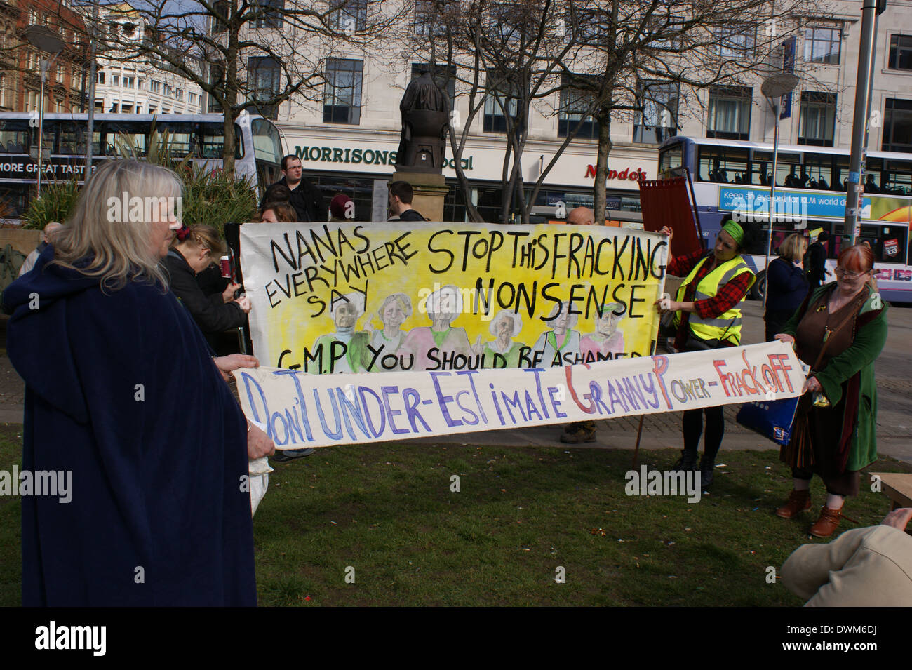 Anti fracking march in the City center Manchester Stock Photo - Alamy