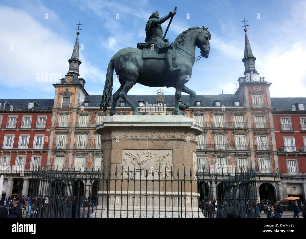 Plaza Mayor, Madrid, Spain - statue of Felipe III in centre of square ...