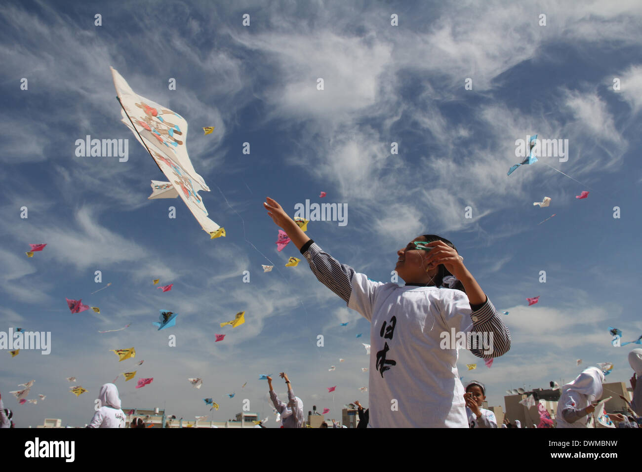 Gaza, Palestinian Territory. 11th Mar, 2014. Palestinian children fly ...