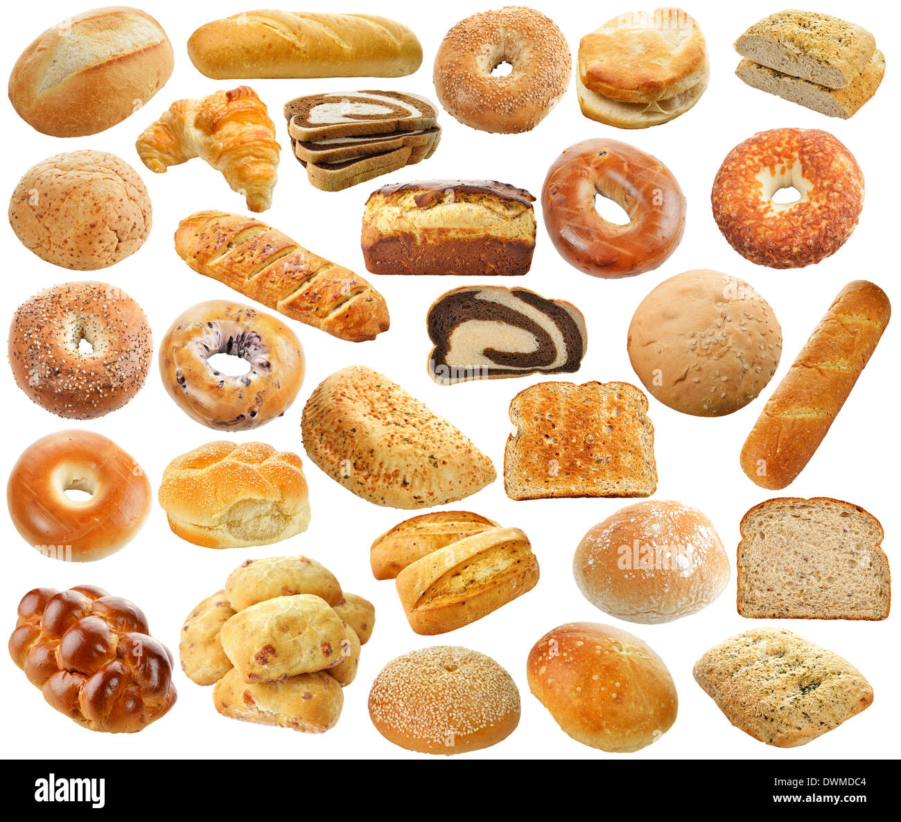 Bread Collection Isolated On a White Background Stock Photo - Alamy