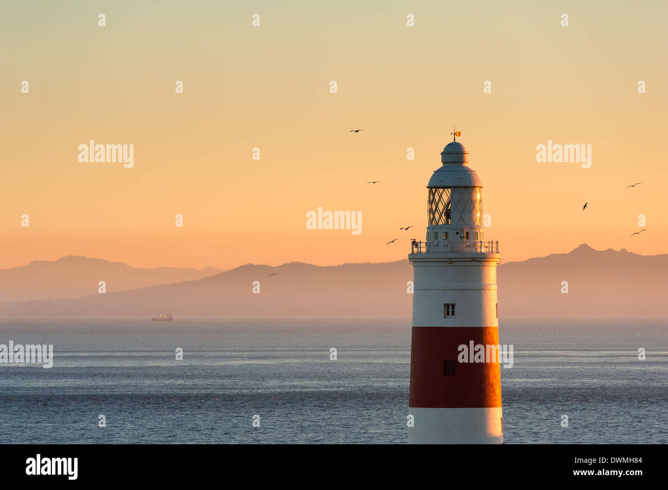 Gibraltar Lighthouse at Sunset Stock Photo - Alamy