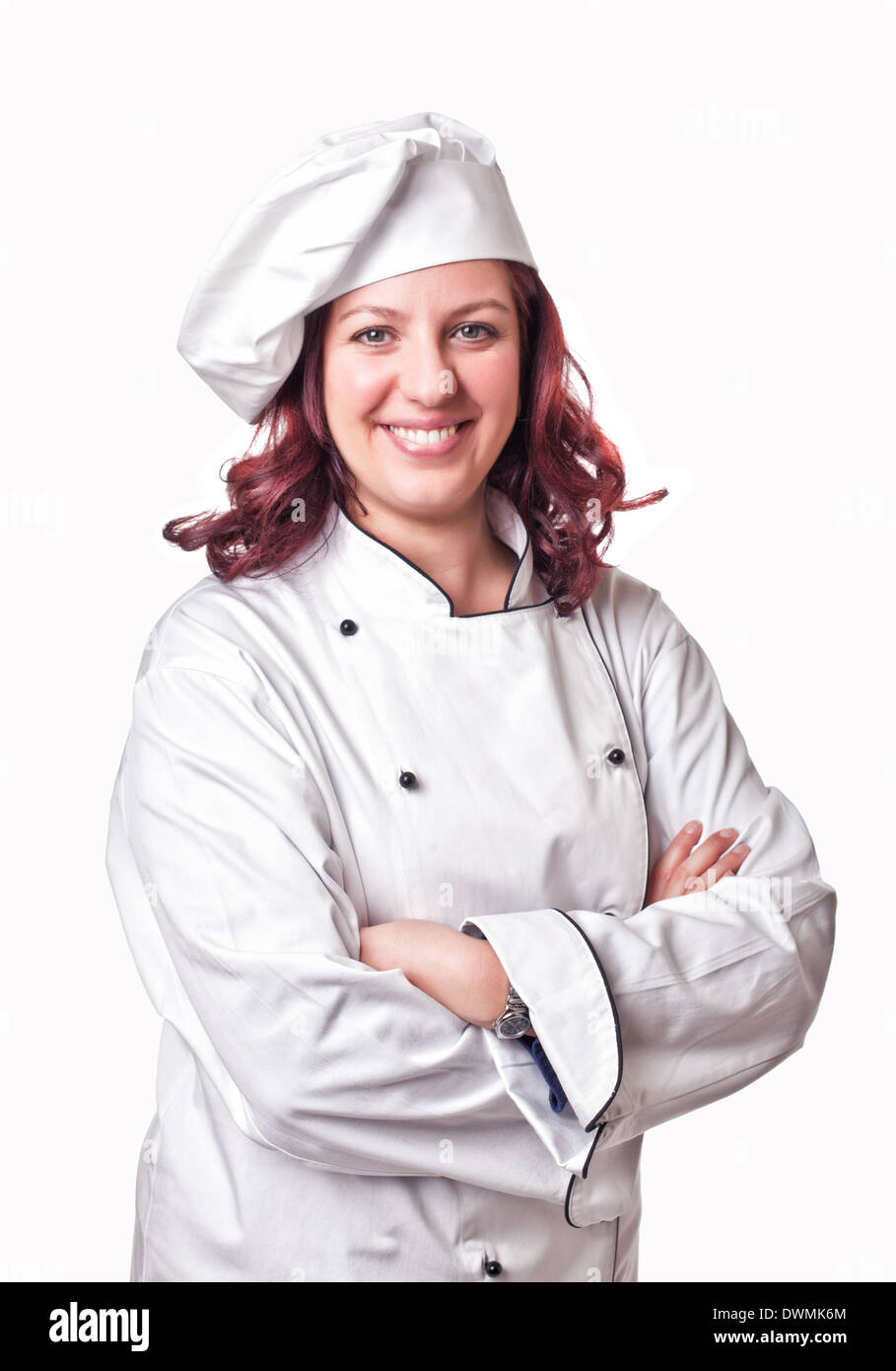 smiling young woman chef portrait Stock Photo - Alamy