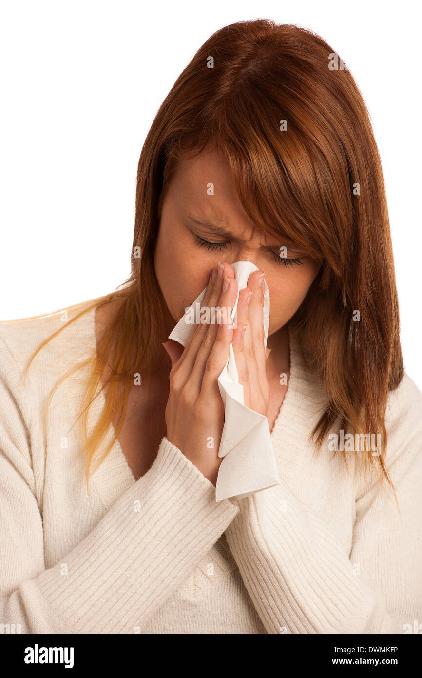 Person woman girl female sneezing woman hi-res stock photography and ...