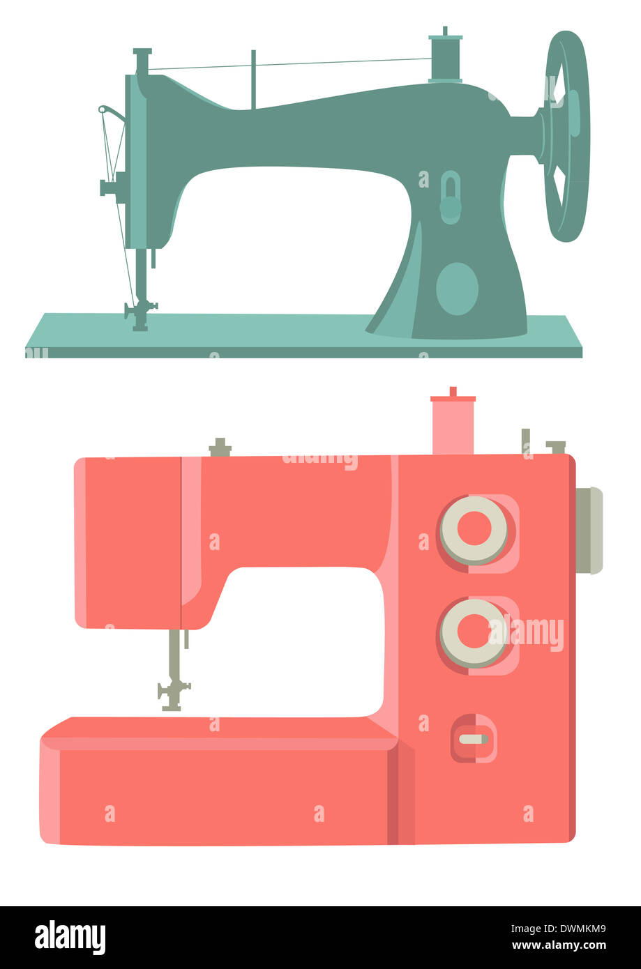 Retro and modern sewing machines isolated on white Stock Photo - Alamy