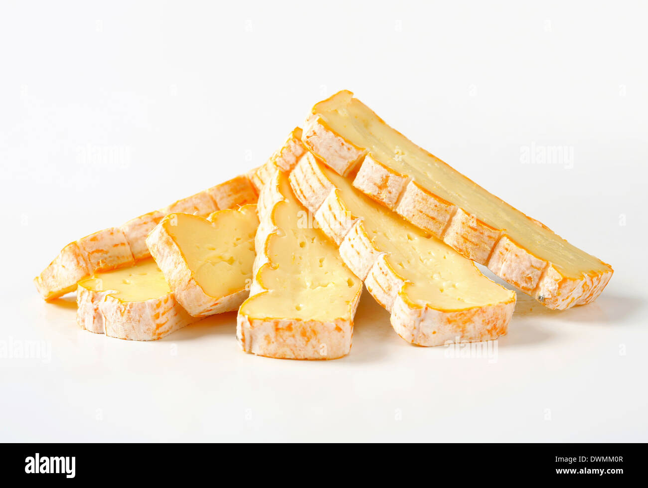 Slices of Alsatian Munster cheese Stock Photo - Alamy