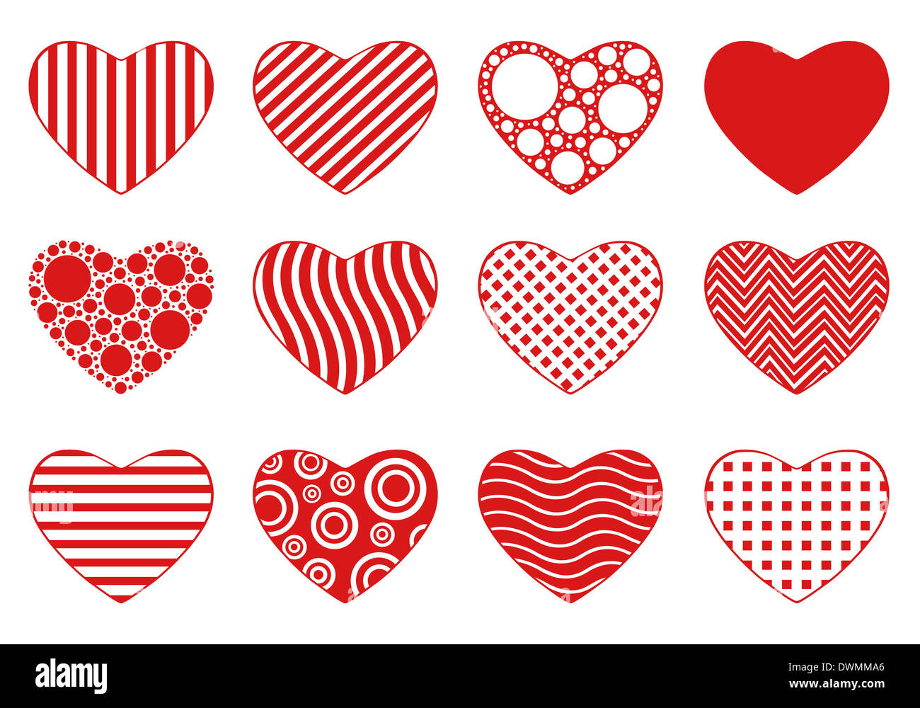 Set Of Different Hearts isolated on white Stock Photo - Alamy