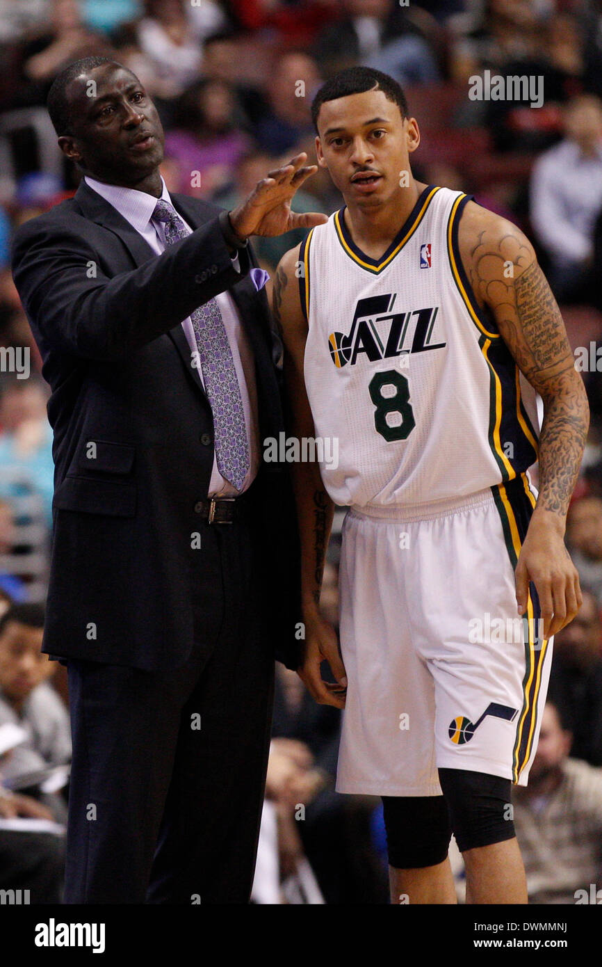 March 8, 2014: Utah Jazz head coach Tyrone Corbin looks on with point ...