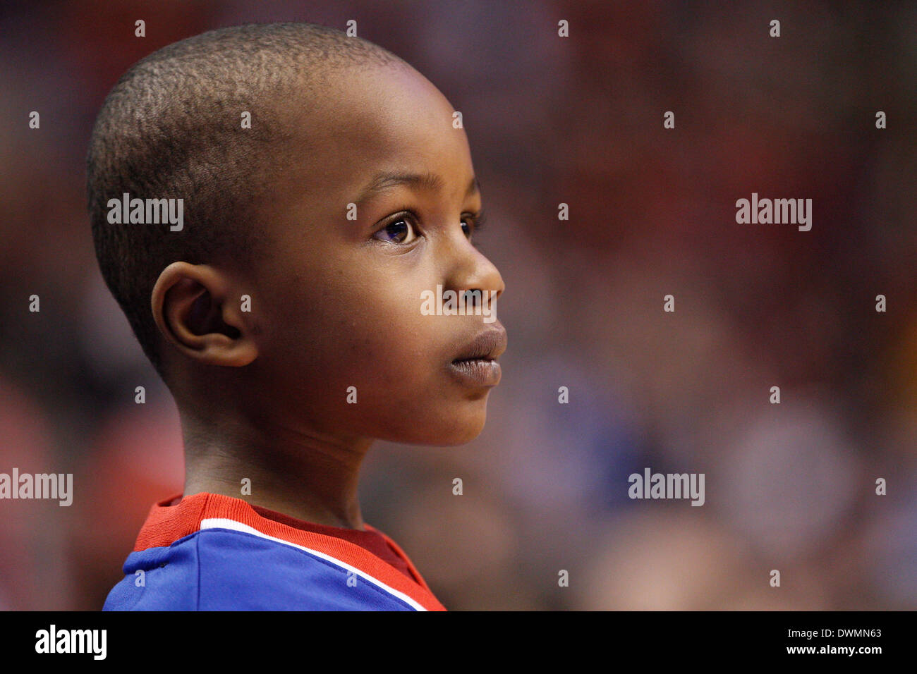 March 8, 2014: A young Philadelphia 76ers fan looks on during the NBA ...