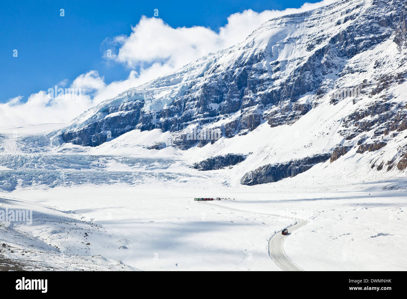 Brewsters Snocoach driving onto the Columbia Icefield, Athabasca ...