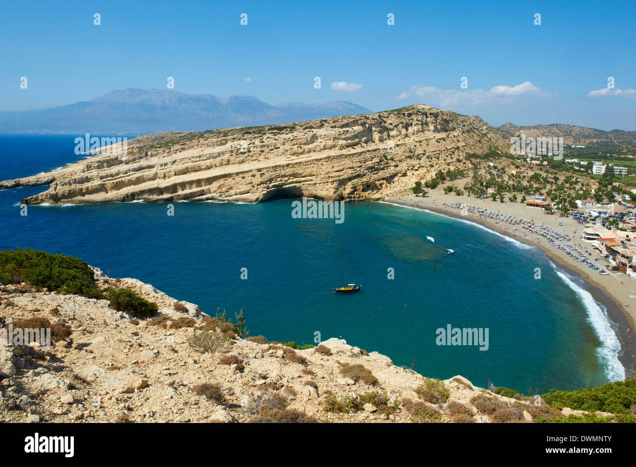 Matala beach, Crete, Greek Islands, Greece, Europe Stock Photo - Alamy