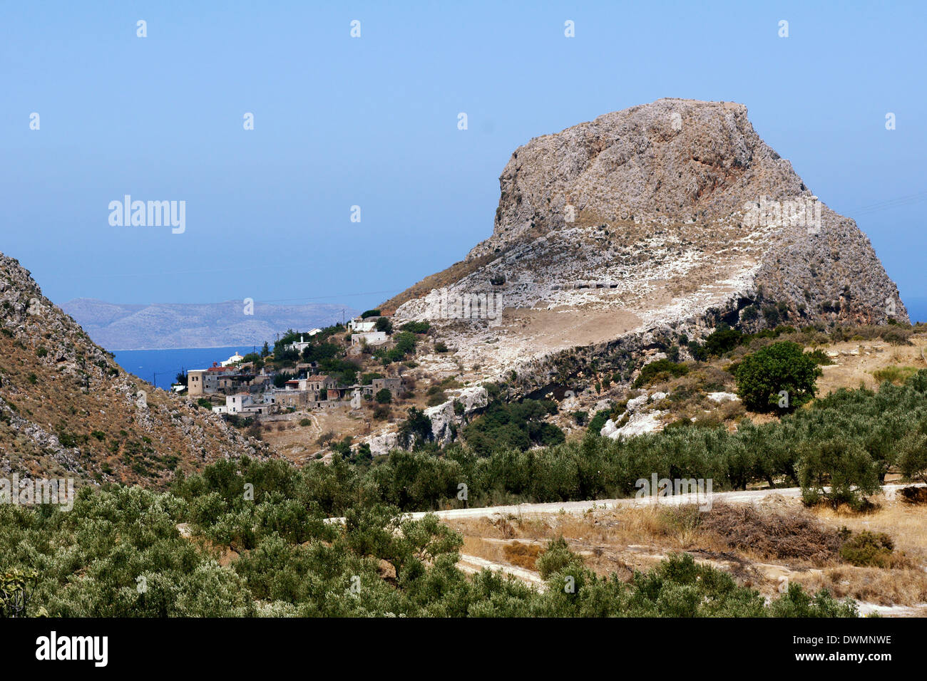 Greek village on the hillside, Crete island Stock Photo - Alamy
