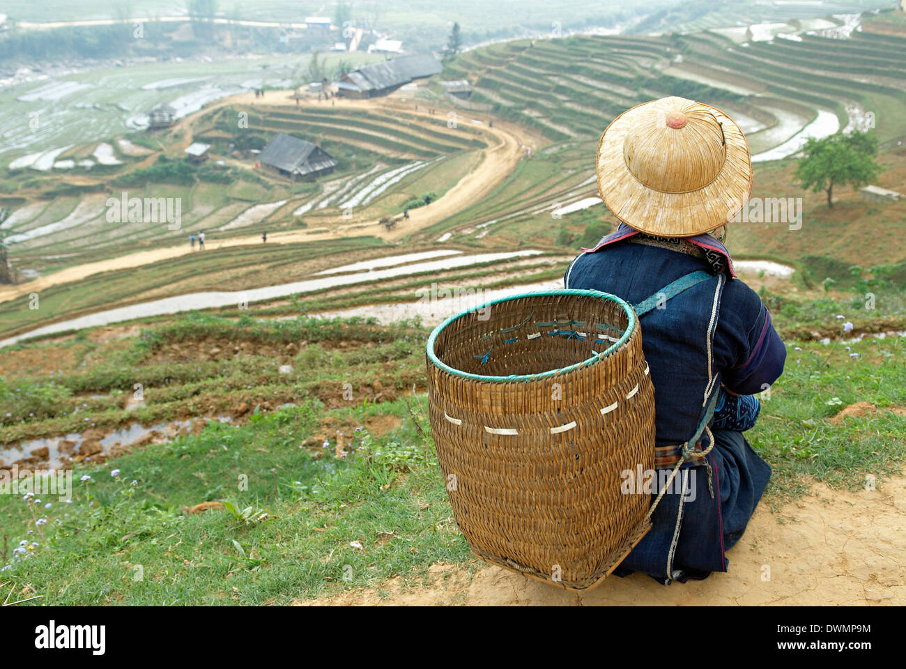 Black Hmong ethnic group and rice fields, Sapa area, Vietnam, Indochina ...