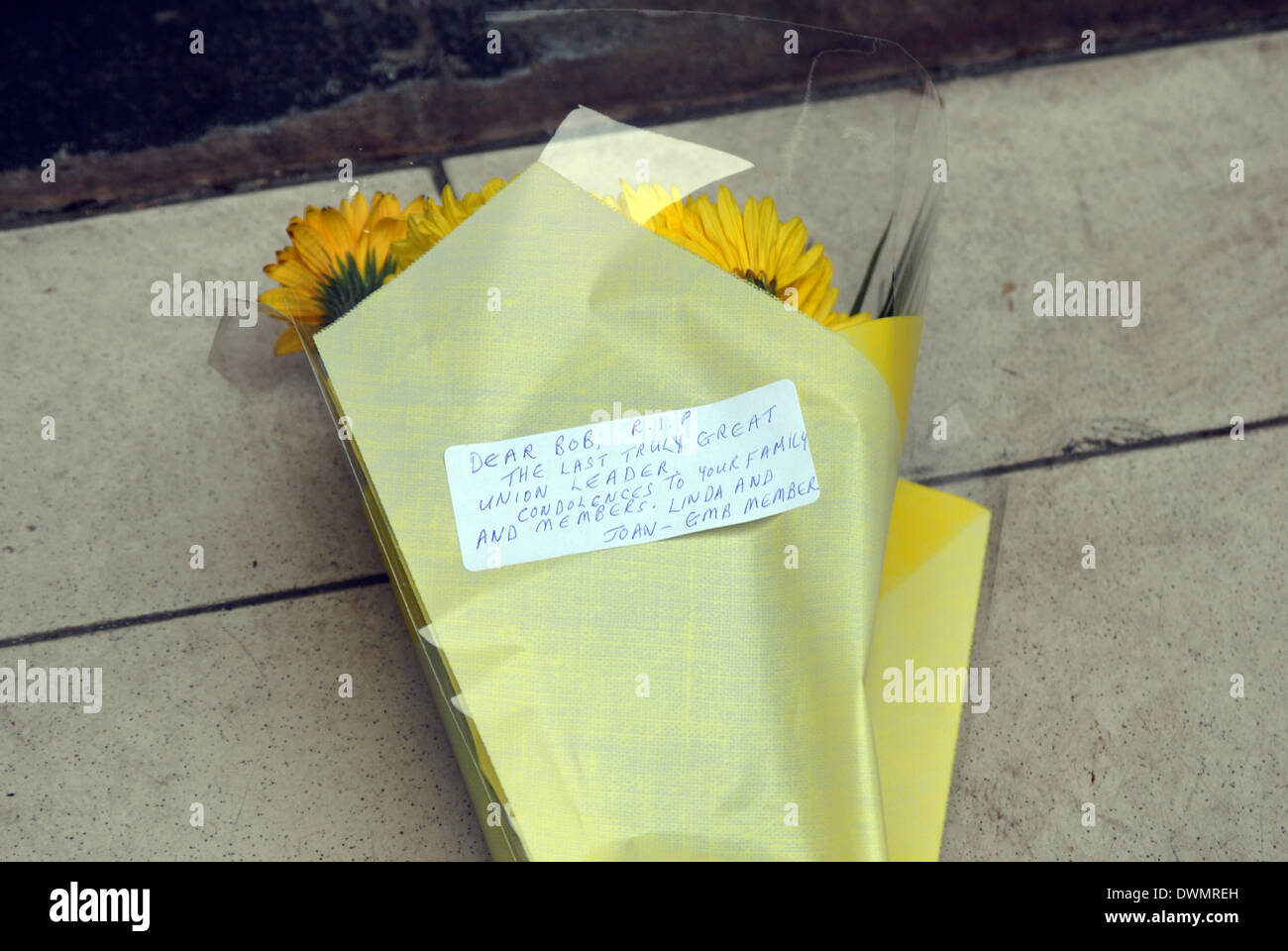 London, UK . 11th Mar, 2014. Shock at RMT offices at death of Bob Crowe ...