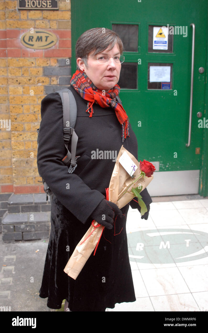 London, UK . 11th Mar, 2014. Ex train driver and RMT member Sarah ...