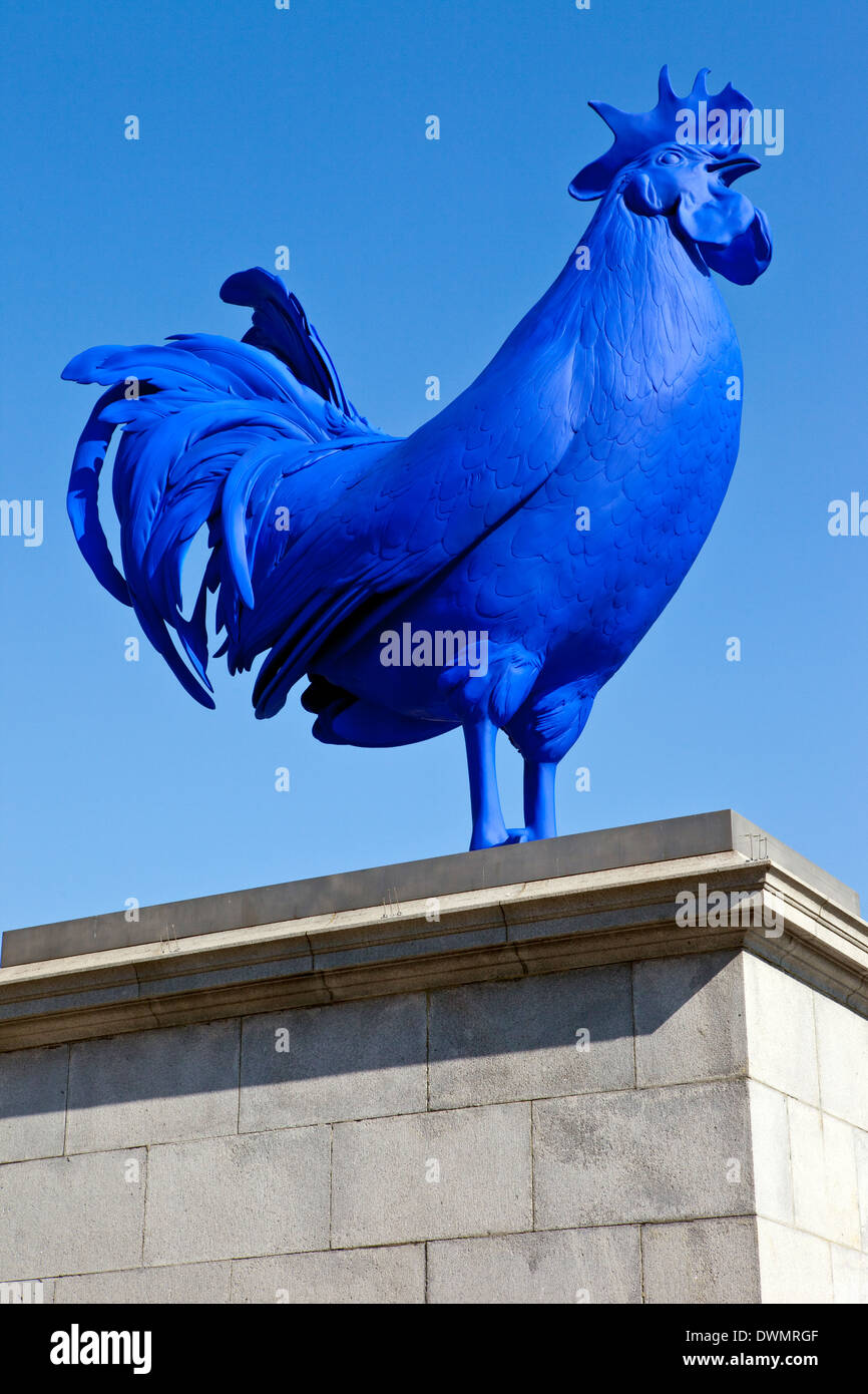 The Blue Cockerel on the fourth plinth in Trafalgar Square in London ...
