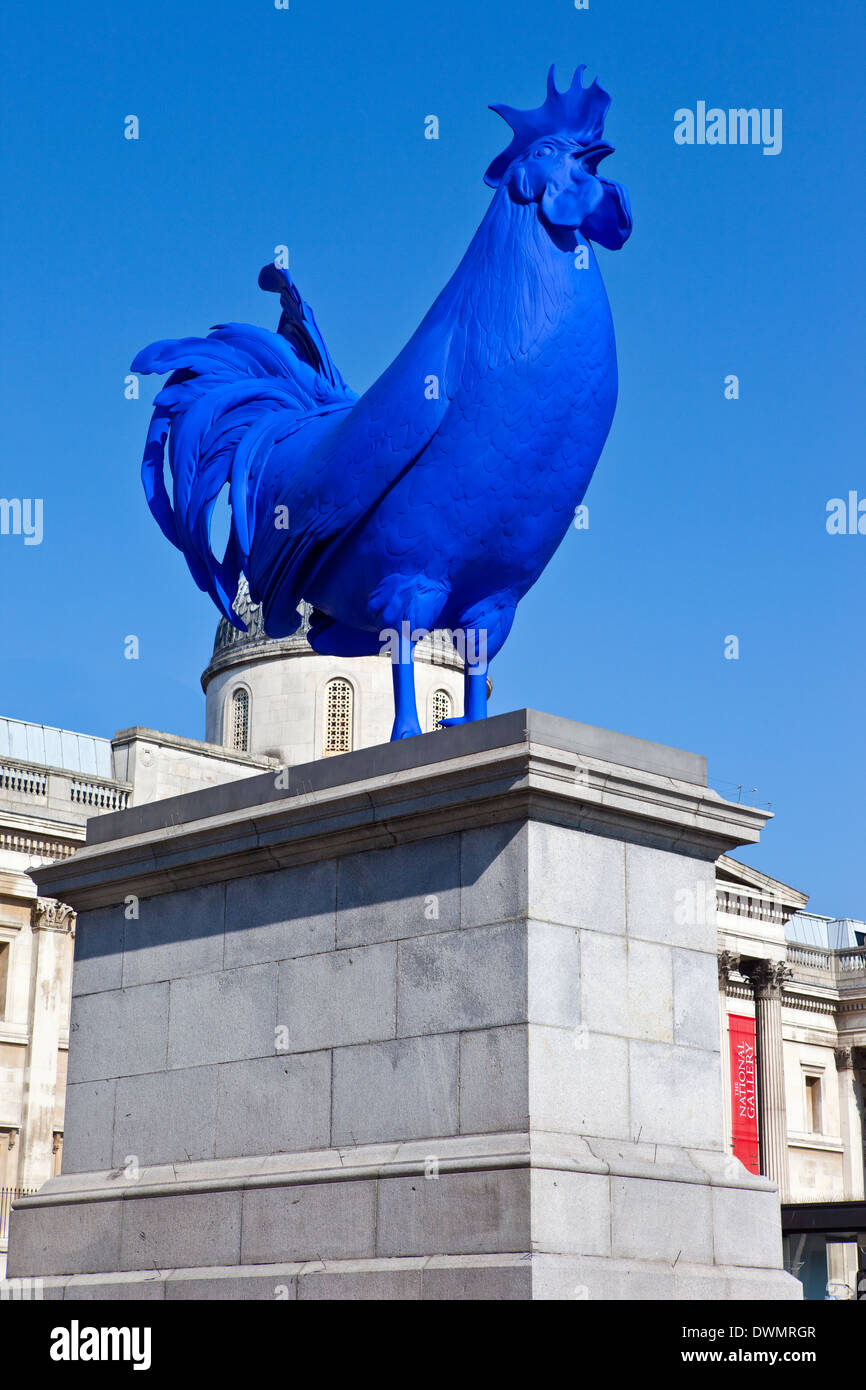 The Blue Cockerel on the fourth plinth in Trafalgar Square in London ...