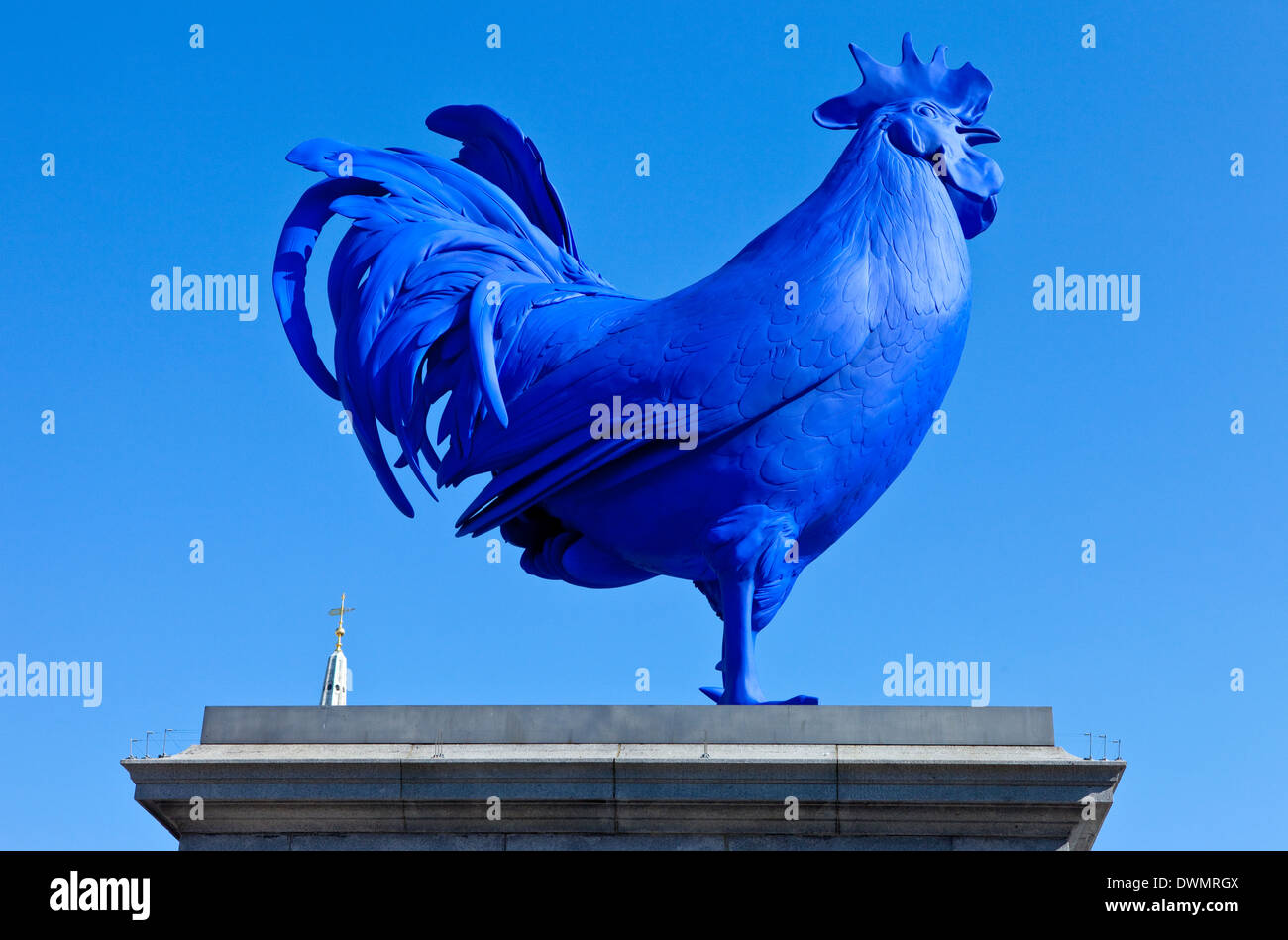 The Blue Cockerel on the fourth plinth in Trafalgar Square in London ...