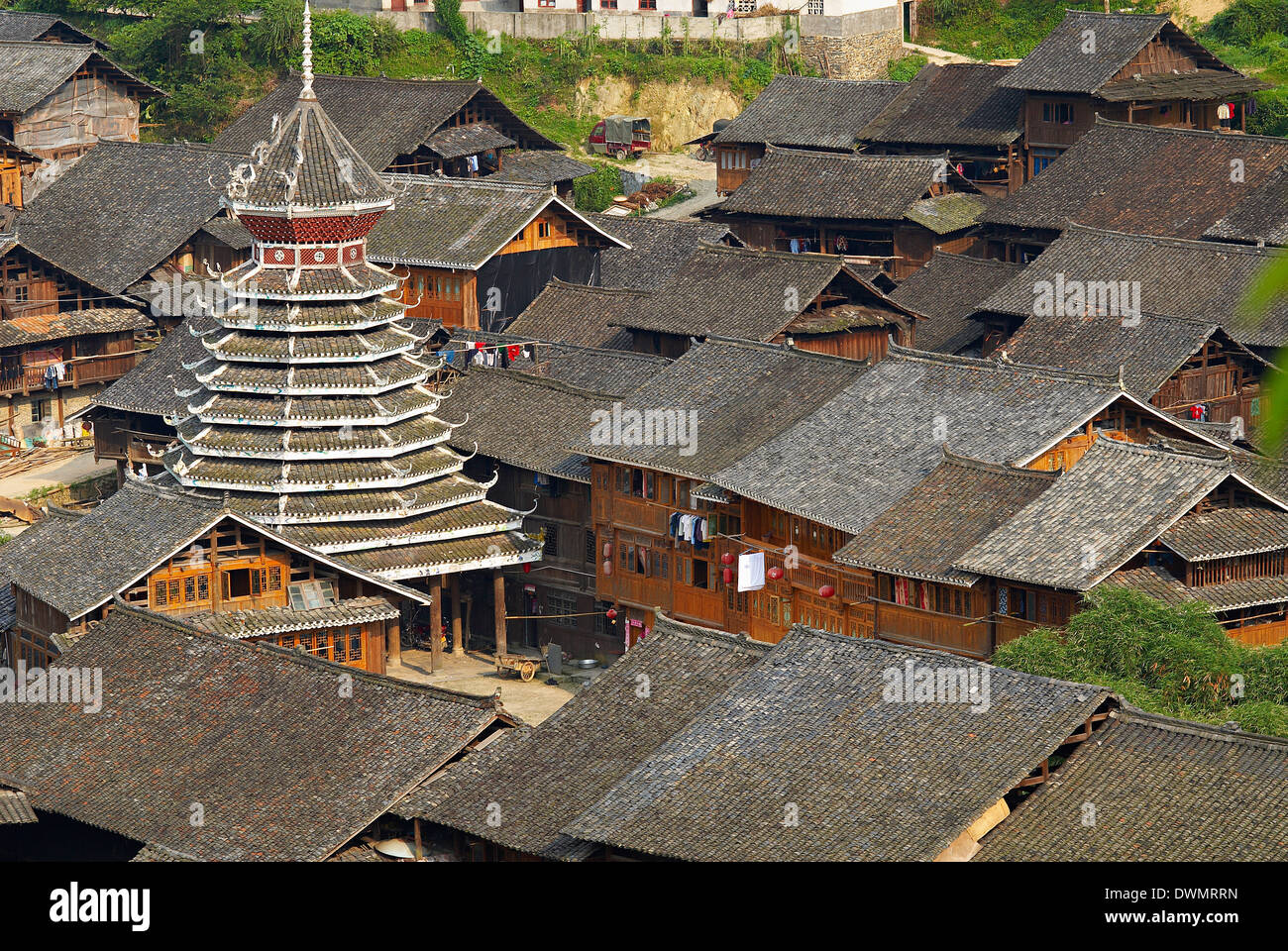 Drum Tower at Rongjiang, Guizhou Province, China, Asia Stock Photo - Alamy