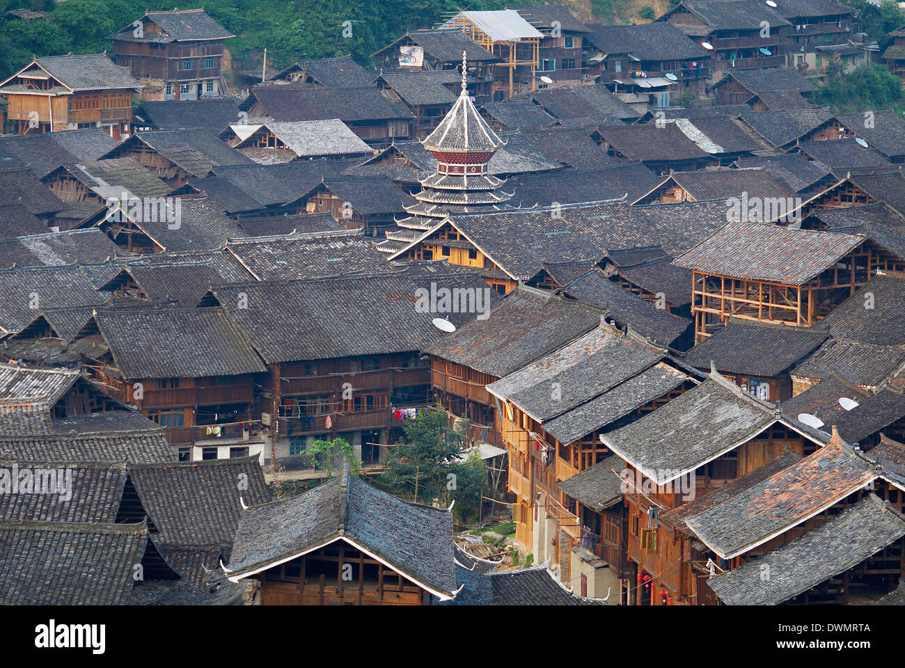 Drum Tower at Rongjiang, Guizhou Province, China, Asia Stock Photo - Alamy