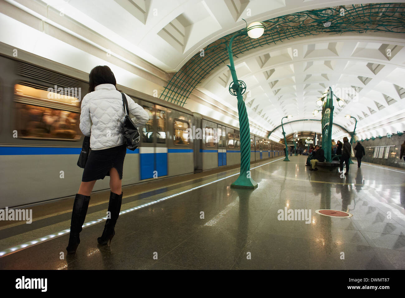 Art Deco metro station Slaviansky Bulvar, Moscow, Russia, Europe Stock ...