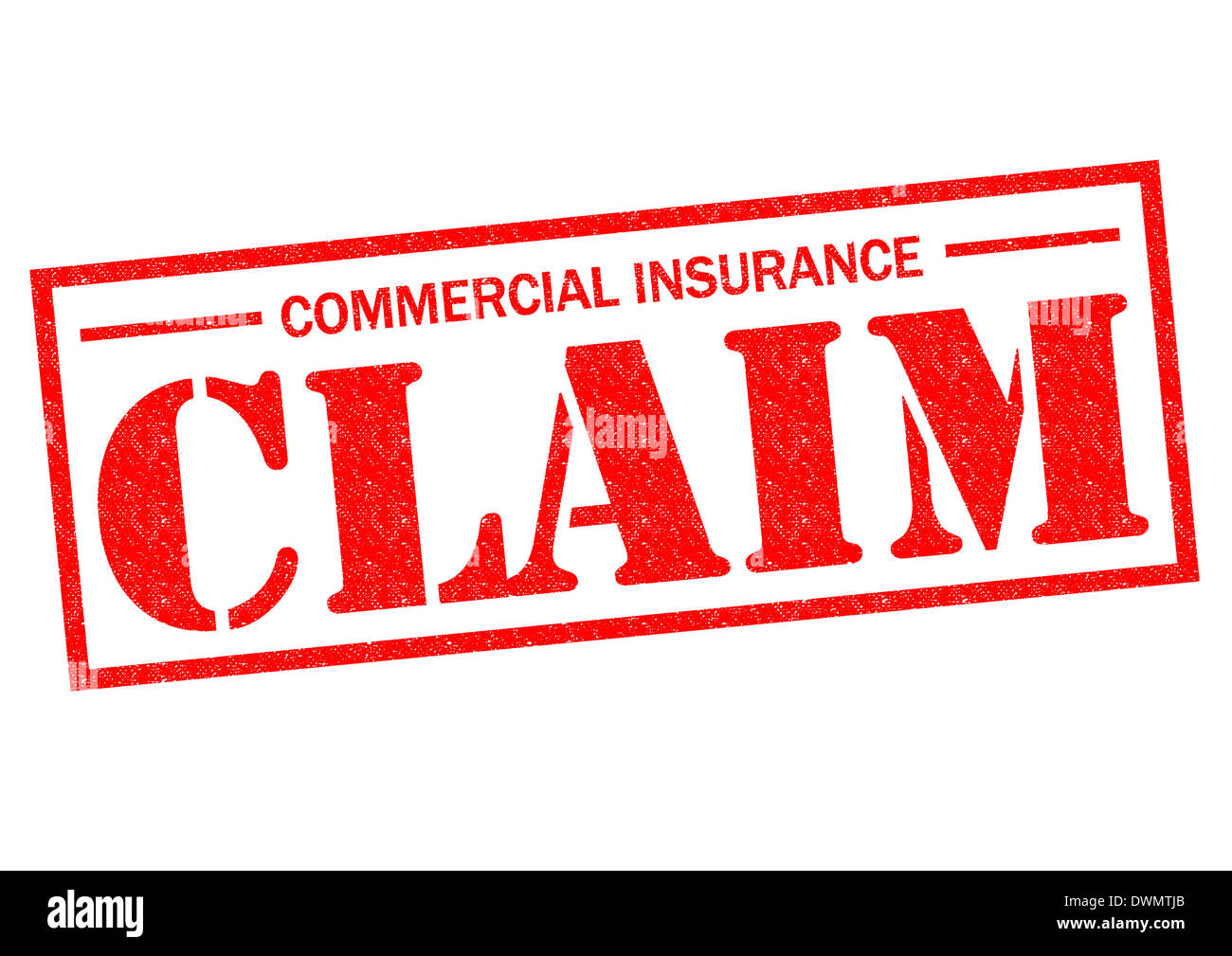 COMMERCIAL INSURANCE CLAIM red Rubber Stamp over a white background ...