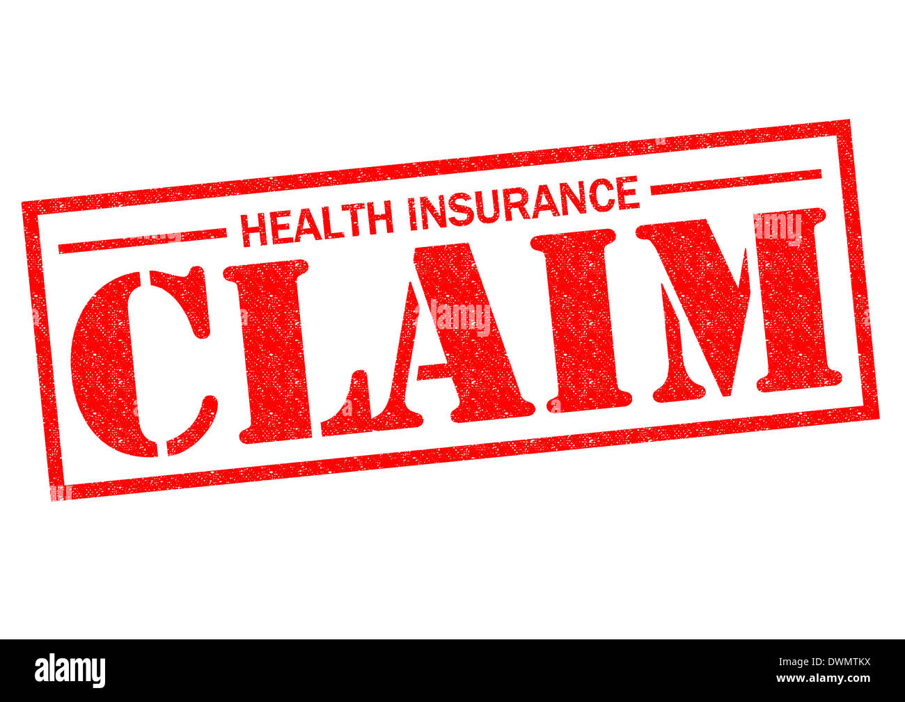 HEALTH INSURANCE CLAIM red Rubber Stamp over a white background Stock ...