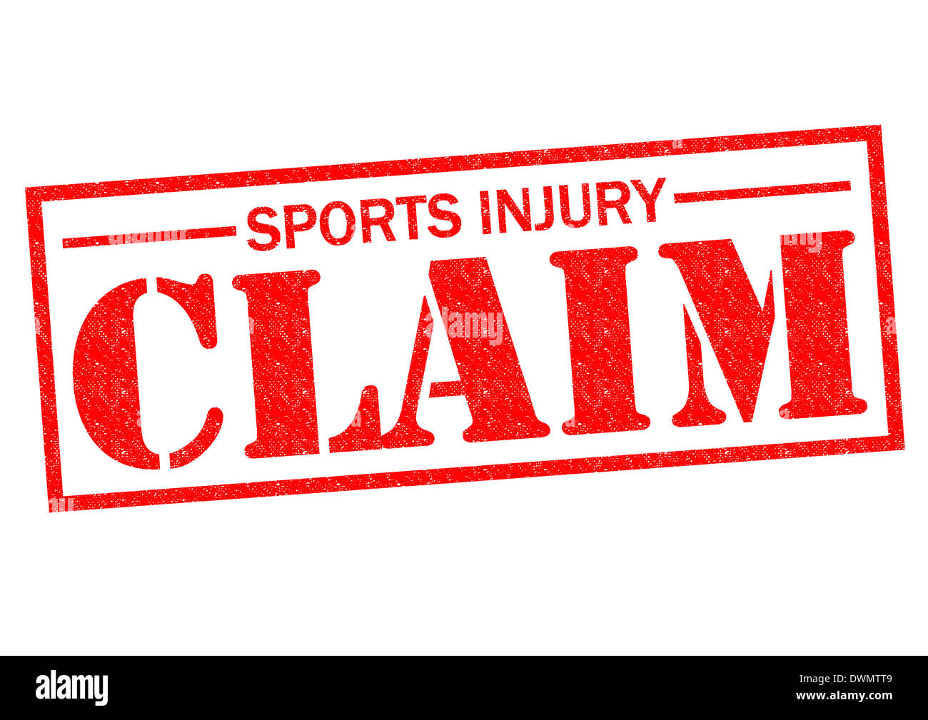 SPORTS INJURY CLAIM red Rubber Stamp over a white background Stock ...