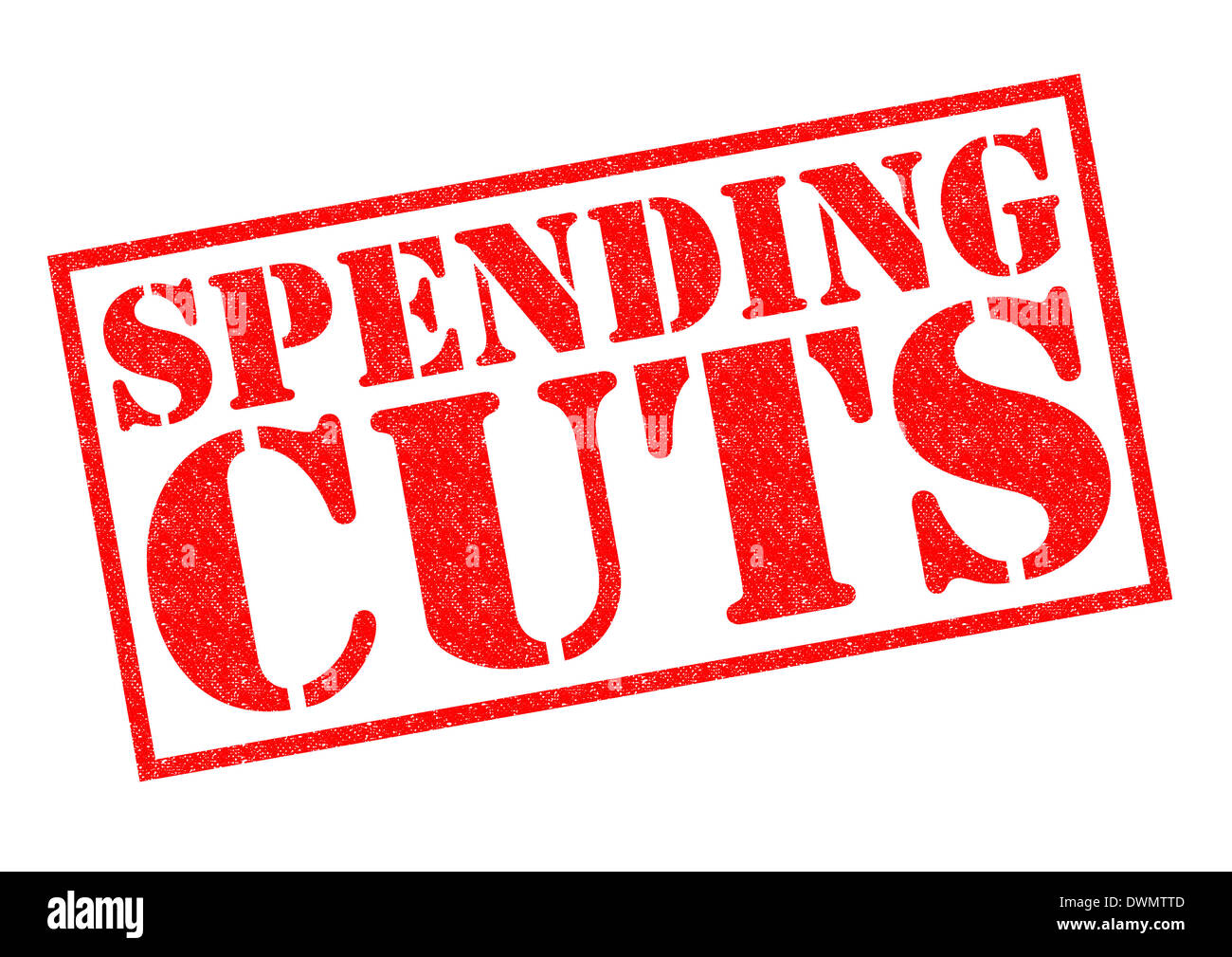 SPENDING CUTS red Rubber Stamp over a white background Stock Photo - Alamy
