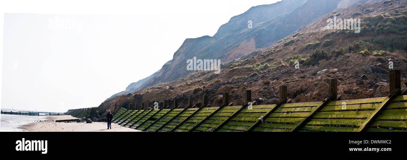 Landslide mud slide Mundesley costal erosion Norfolk mud cliffs breach ...