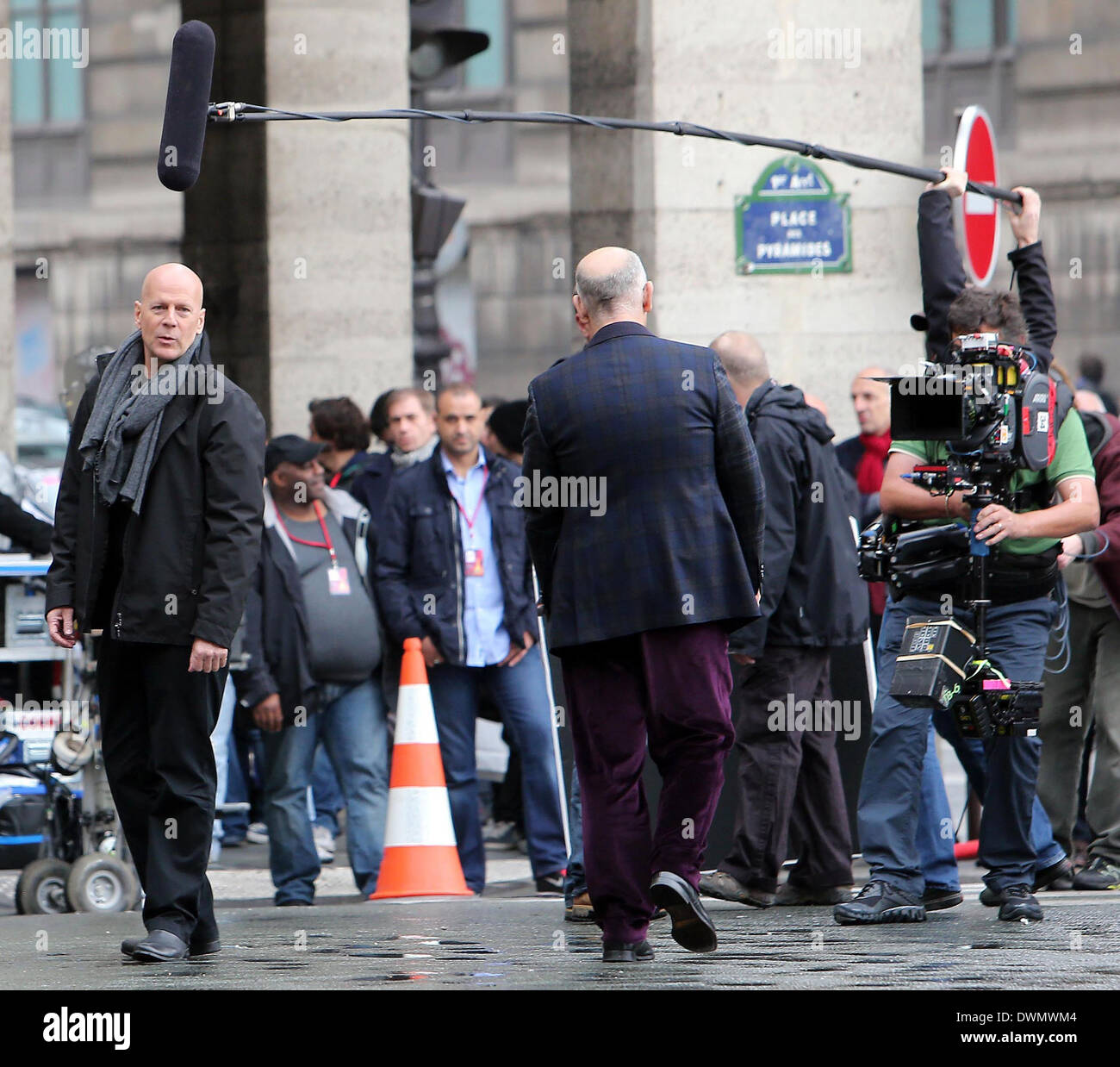 Bruce Willis on location for new movie "RED 2" directed by Dean Parisot ...