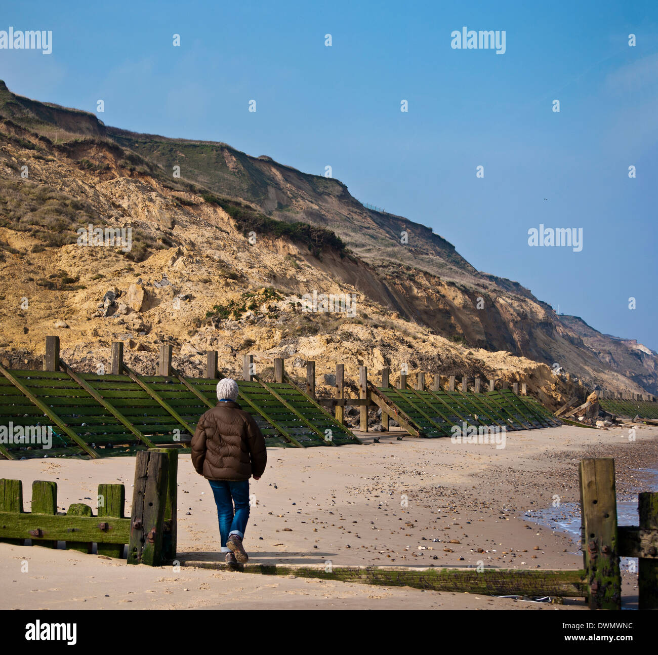 Landslide mud slide Mundesley costal erosion Norfolk mud cliffs breach ...