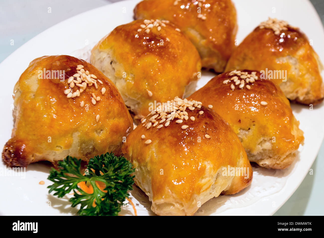 Char Siu Sou Barbecue Pork Pastry Dim Sum Dish Closeup macro Stock ...