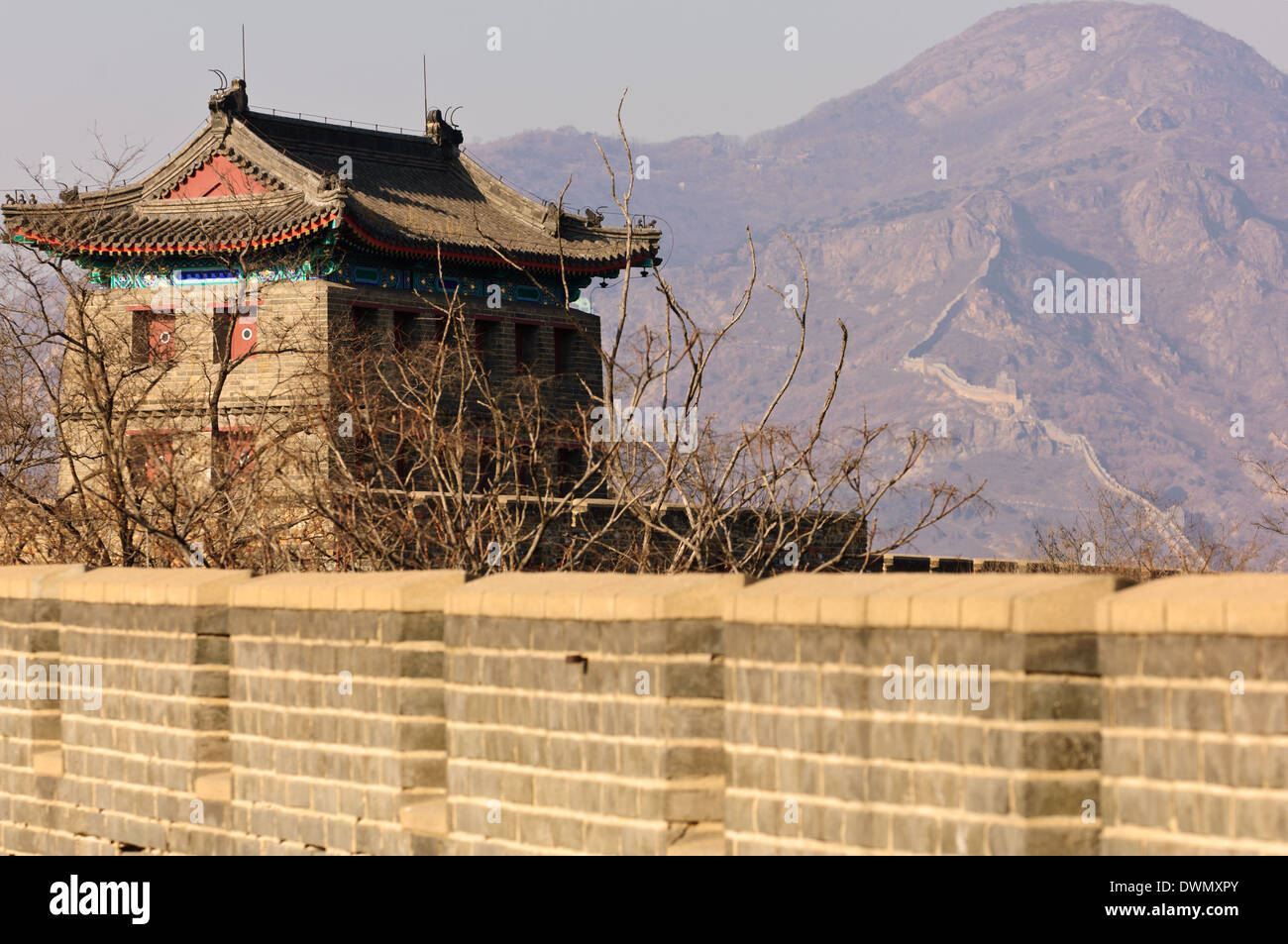 A section of the Great Wall in Shanhaiguan with the "First Pass under ...