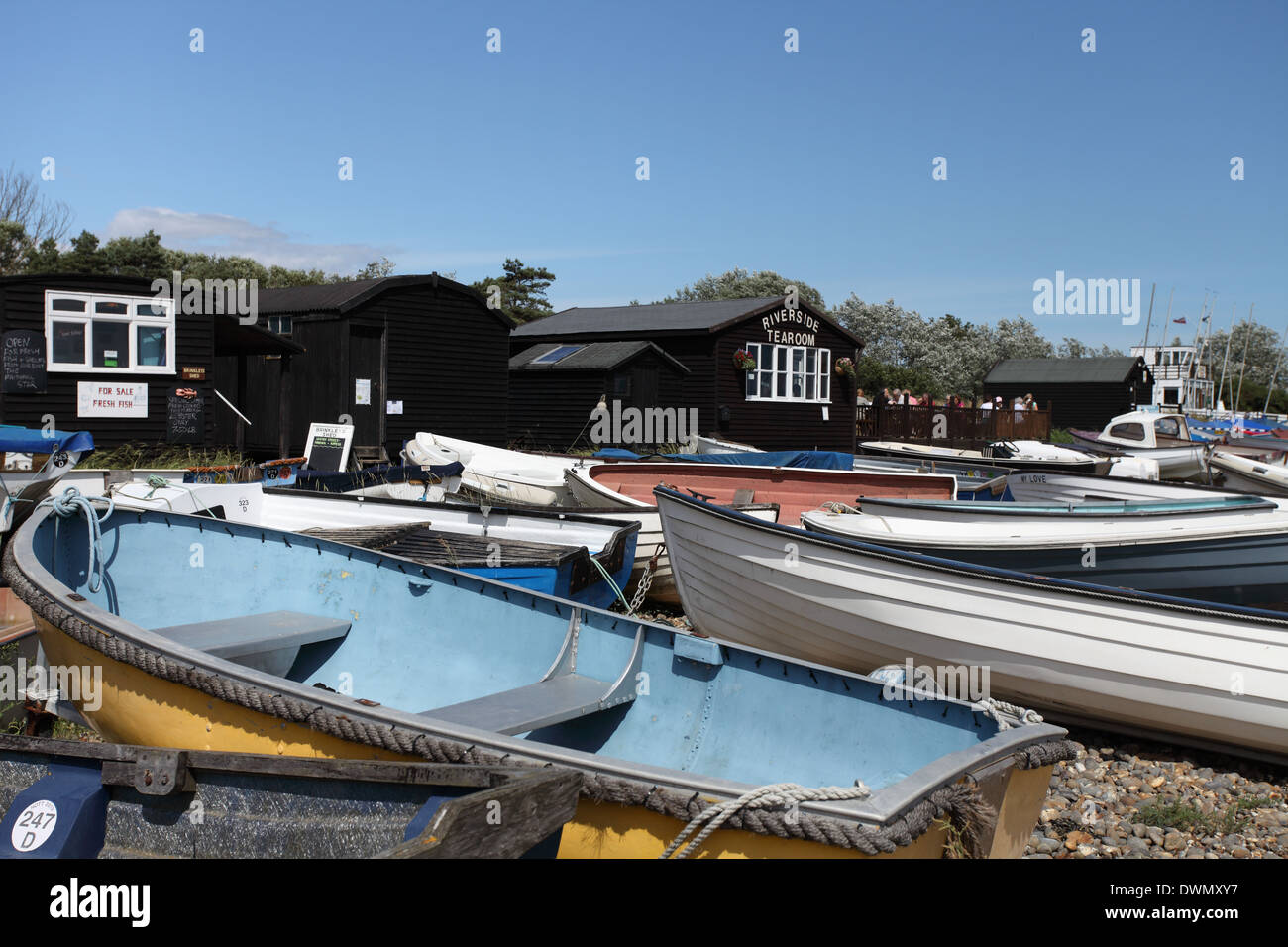 Boats on the quayside at Orford Quay, Suffolk Stock Photo - Alamy