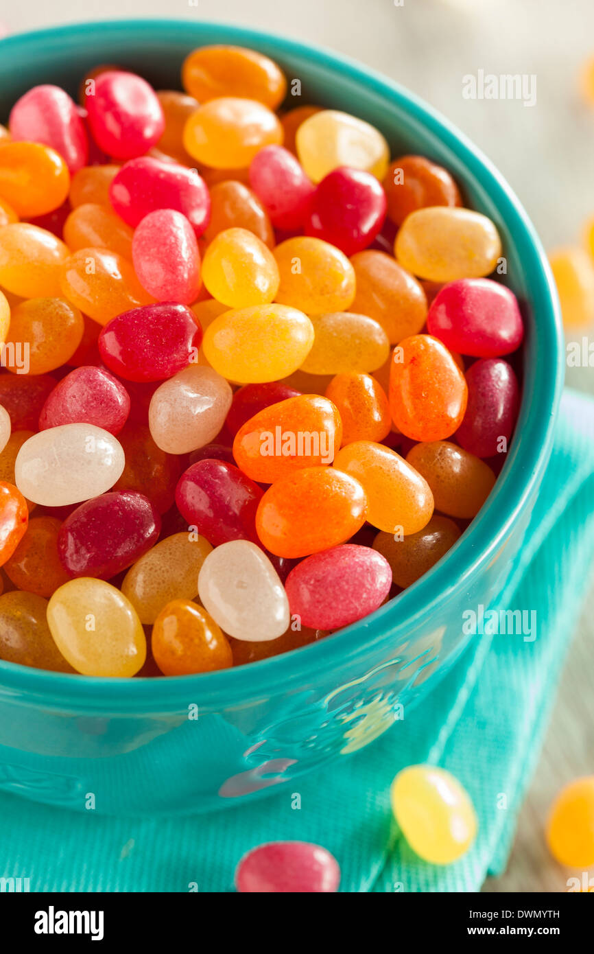 Multi Colored Jelly Bean Candy in a Bowl Stock Photo - Alamy