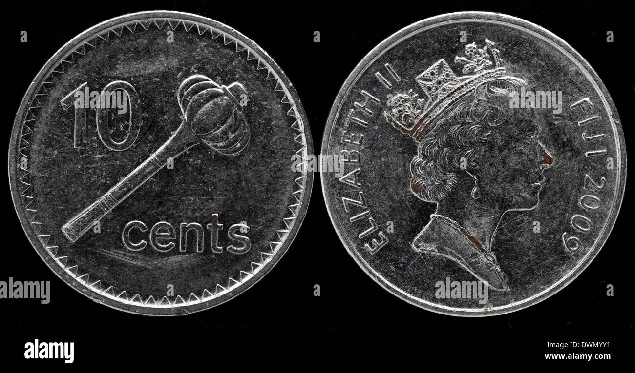 10 cents coin, Throwing club, Fiji, 2009 Stock Photo - Alamy