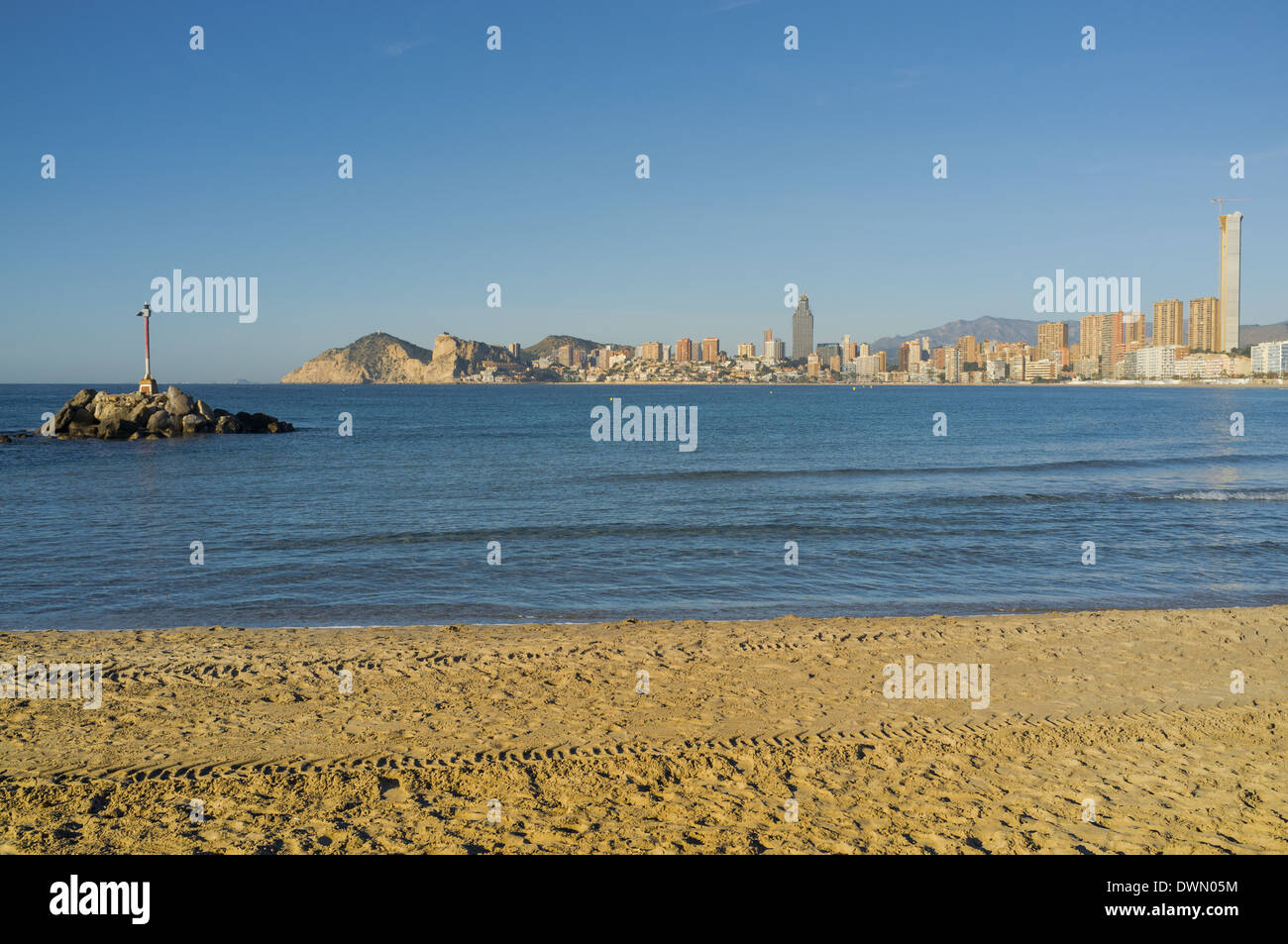 Benidorm beach with its high rise skyline Stock Photo - Alamy