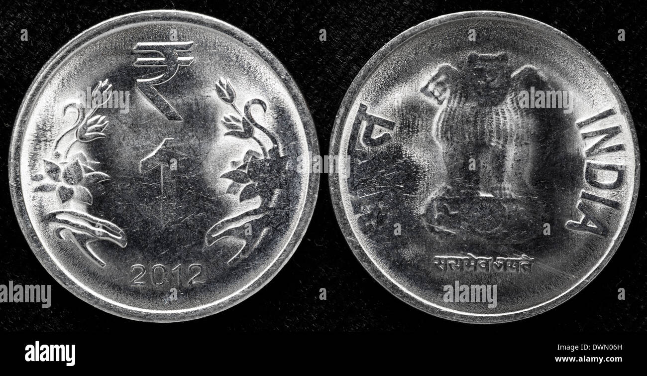 Indian one rupee coin hi-res stock photography and images - Alamy
