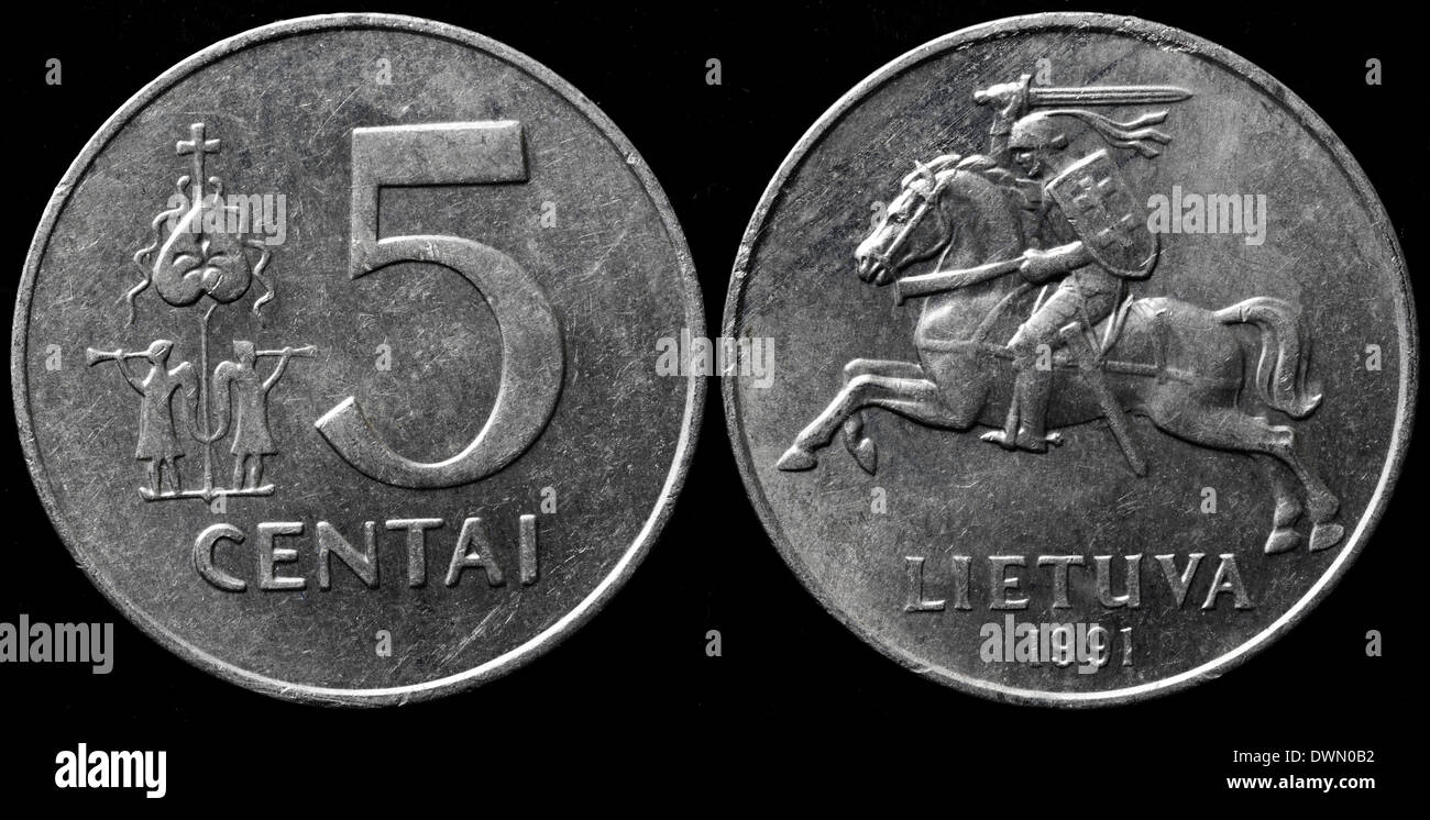 5 centai coin, Lithuania, 1991 Stock Photo - Alamy